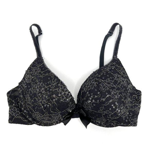aerie | Intimates & Sleepwear | Aerie Emma Push Up Bra Black Gold Lace ...